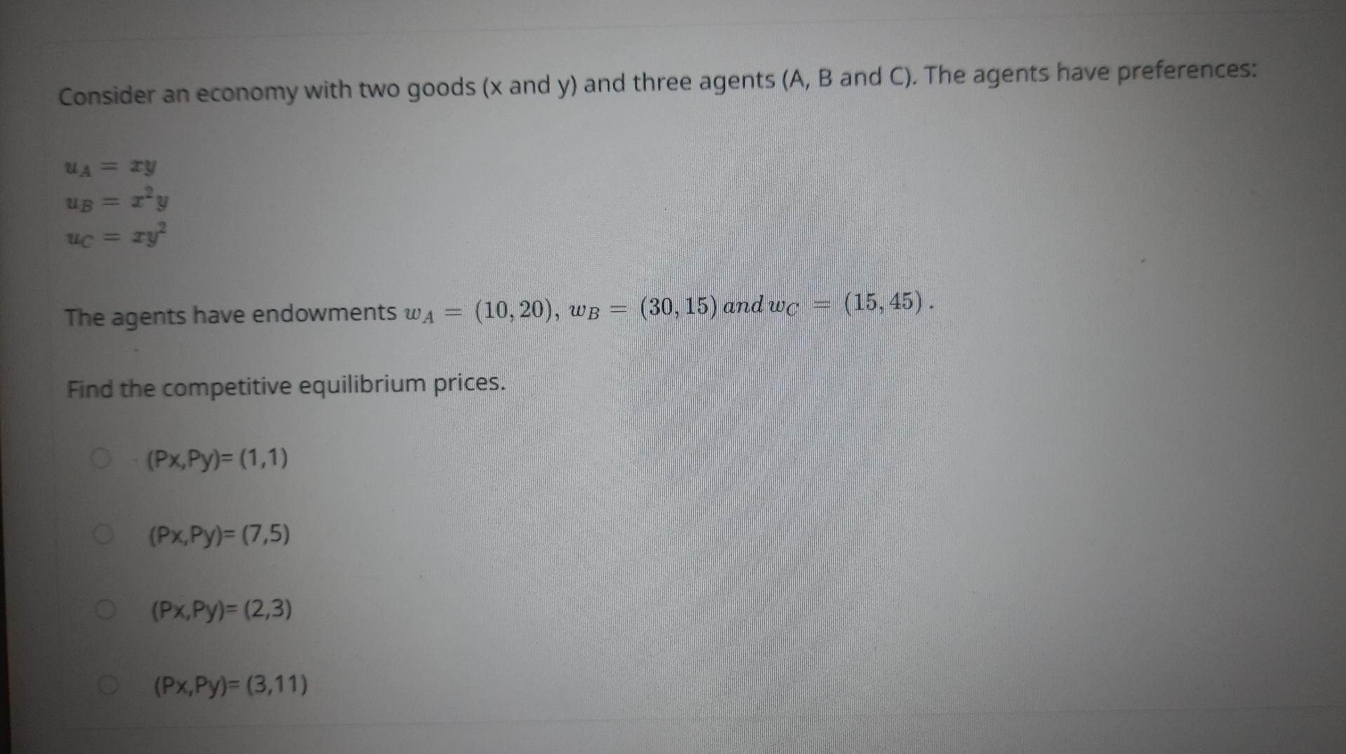 Solved Consider an economy with two goods ( x ﻿and y ) ﻿and | Chegg.com