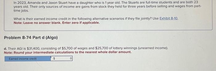 Solved In 2023, Amanda and Jaxon Stuart have a daughter who | Chegg.com