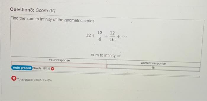 Solved Find the sum to infinity of the geometric series | Chegg.com