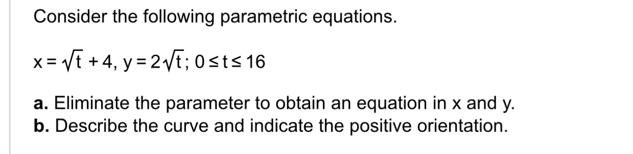 Solved Consider the following parametric | Chegg.com