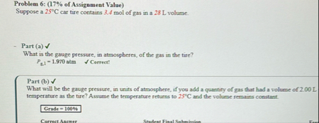 Solved Problem 6: ( 17% ﻿of Assignment Value)Suppose a 25°C | Chegg.com