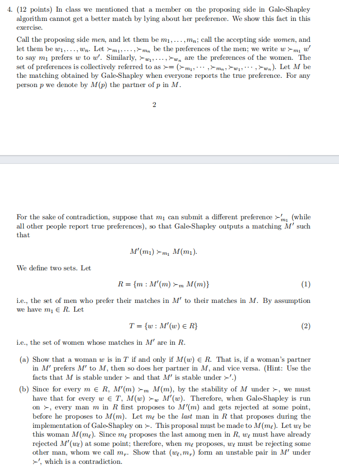 Solved (12 ﻿points) ﻿In class we mentioned that a member on | Chegg.com