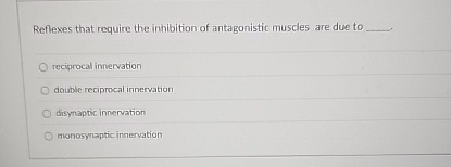 Solved Reflexes that require the inhibition of antagonistic | Chegg.com