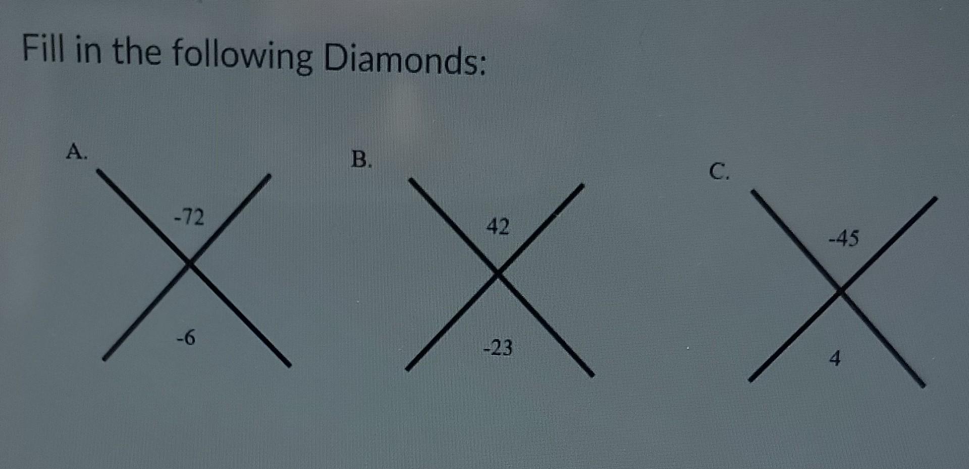 Solved Fill in the following Diamonds: B. | Chegg.com