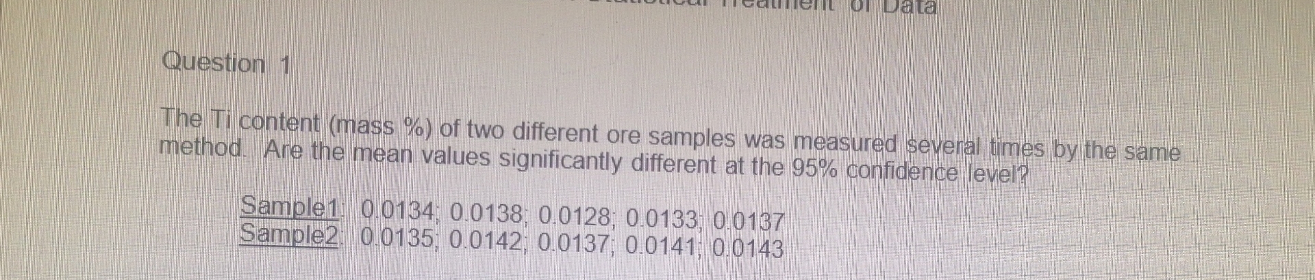 Solved Question 1The Ti content (mass %) ﻿of two different | Chegg.com