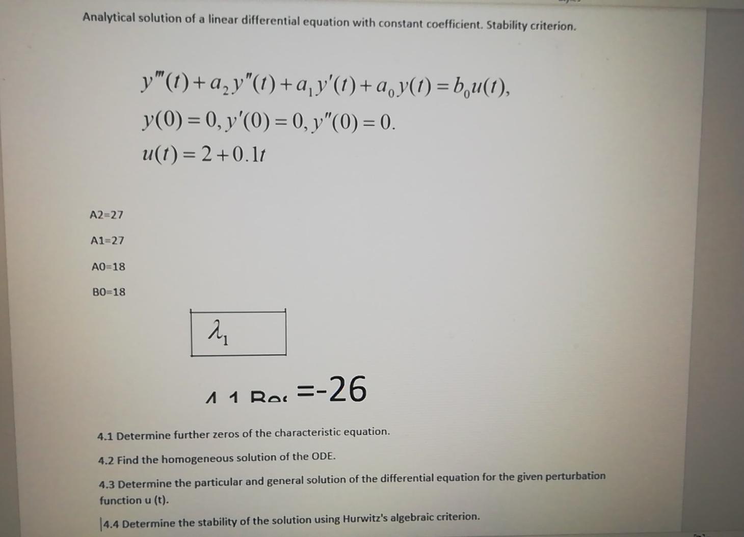 Solved Analytical solution of a linear differential equation | Chegg.com