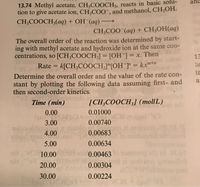 Solved ang 13.74 Methyl acetate, CH,COOCH. reacts in basic | Chegg.com