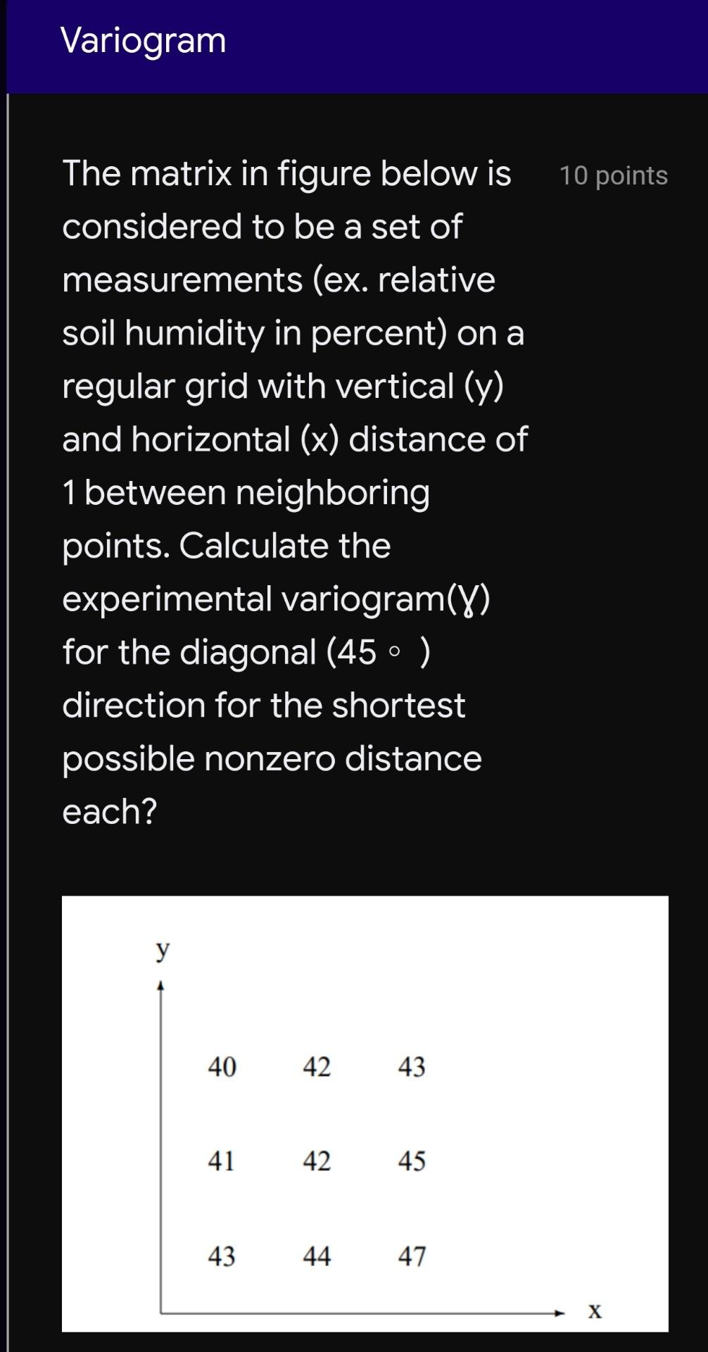 Solved Variogram 10 points The matrix in figure below is | Chegg.com