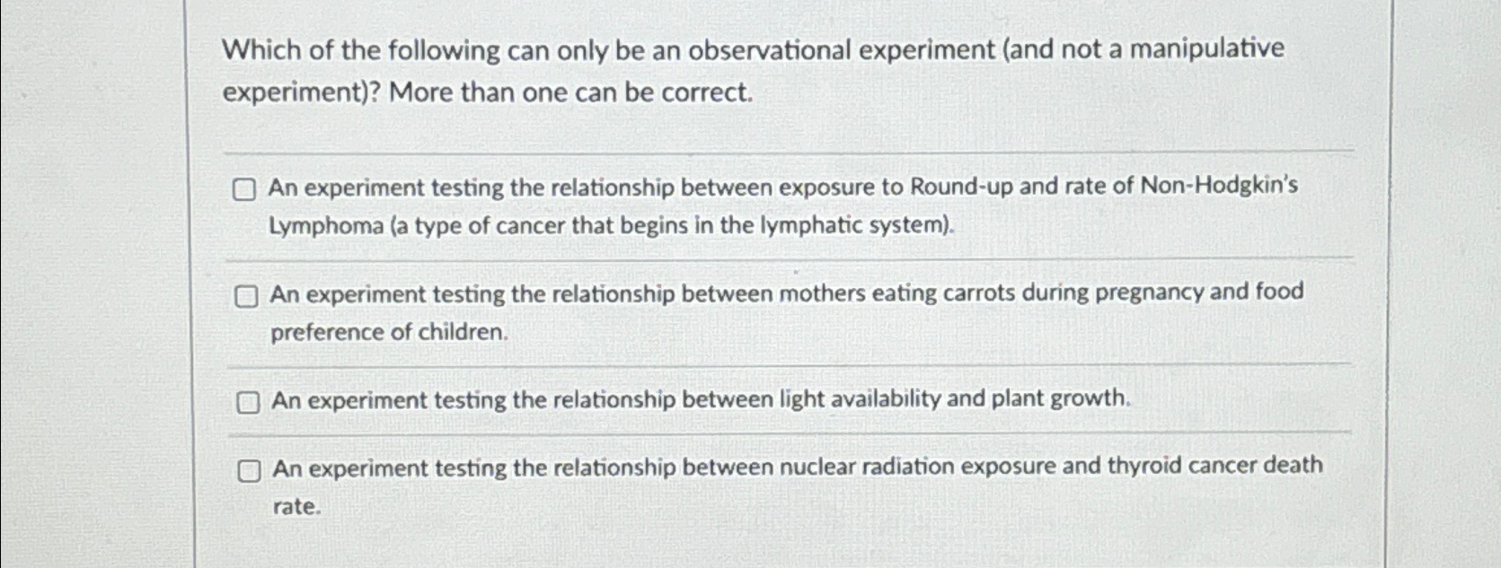 Solved Which of the following can only be an observational | Chegg.com