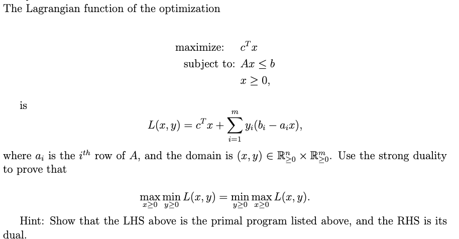 Solved The Lagrangian function of the optimization | Chegg.com