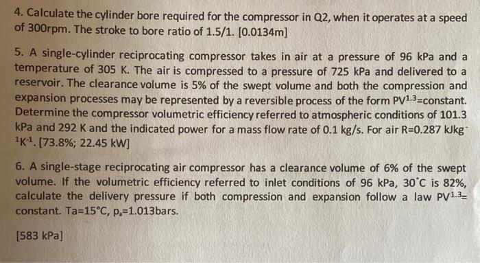 Solved 4. Calculate the cylinder bore required for the | Chegg.com