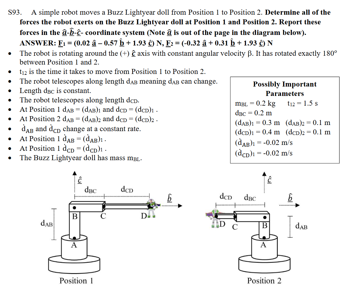 Solved A simple robot moves a Buzz Lightyear doll from | Chegg.com