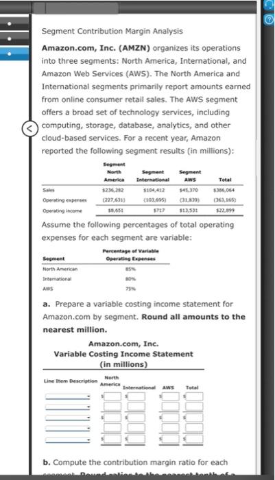 Solved Segment Contribution Margin Analysis Amazon.com, Inc. | Chegg.com