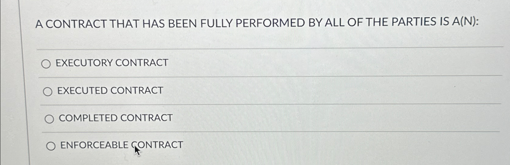 Solved A CONTRACT THAT HAS BEEN FULLY PERFORMED BY ALL OF | Chegg.com