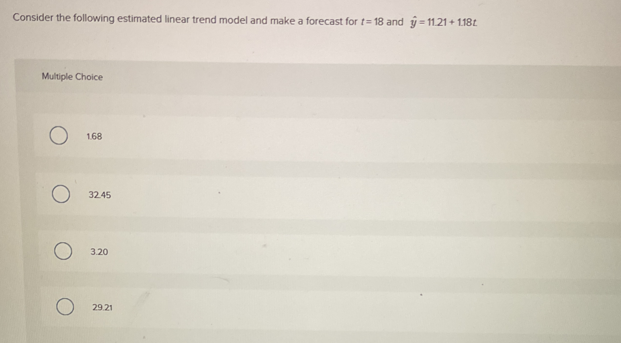 Solved Consider the following estimated linear trend model | Chegg.com