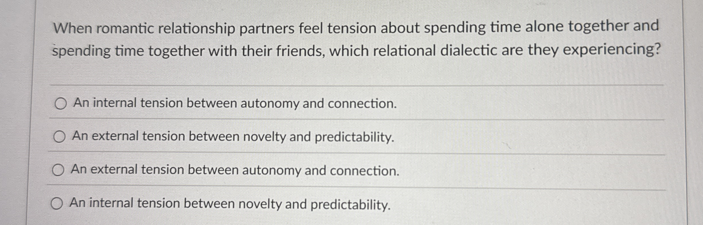 Solved When romantic relationship partners feel tension | Chegg.com