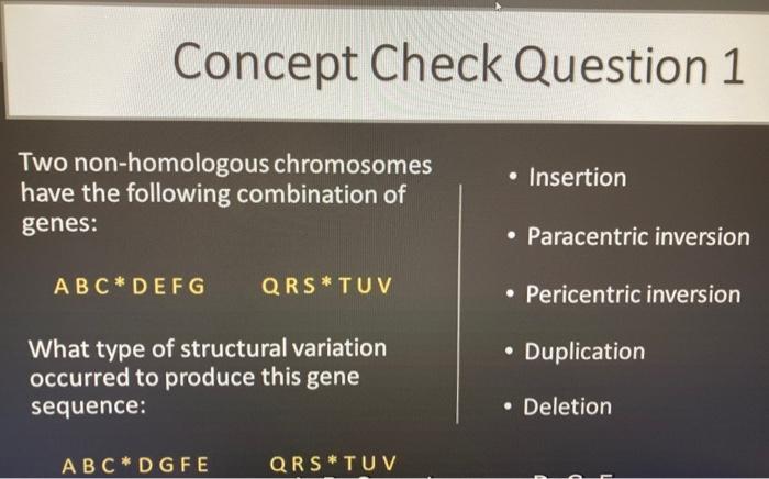 Solved Concept Check Question 1 Two non-homologous | Chegg.com