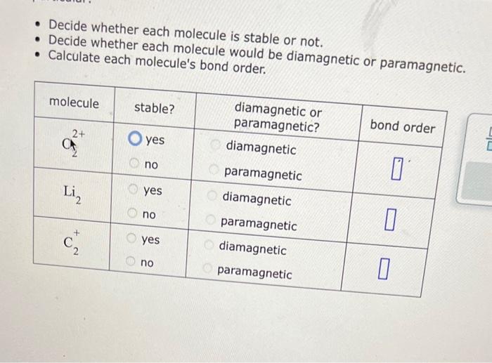 Solved - Decide whether each molecule is stable or not. - | Chegg.com Solved - Decide whether each molecule is stable or not. - | Chegg.com