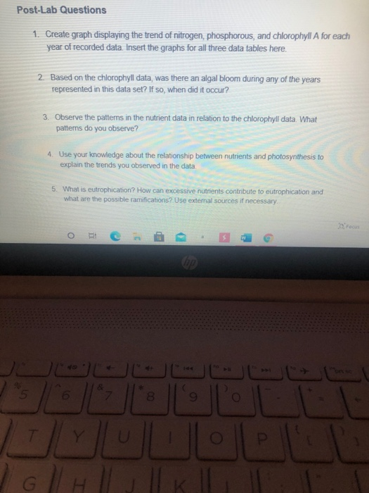 Post-Lab Questions 1. Create graph displaying the | Chegg.com