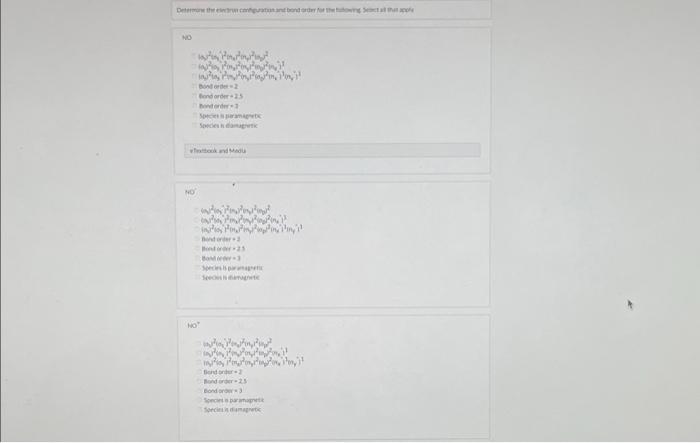 Solved Determine the electron configuration and bond order | Chegg.com