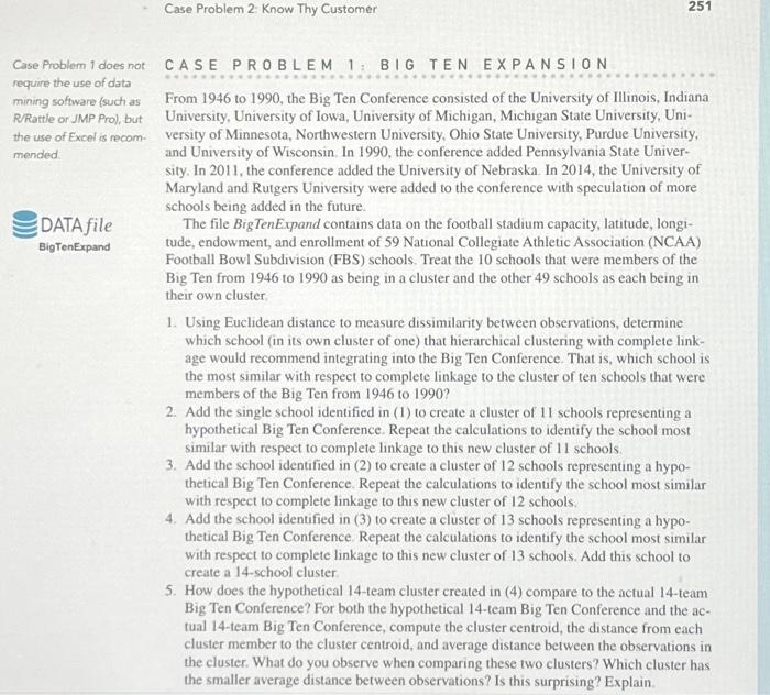 Case Problem 1 does not require the use of data | Chegg.com