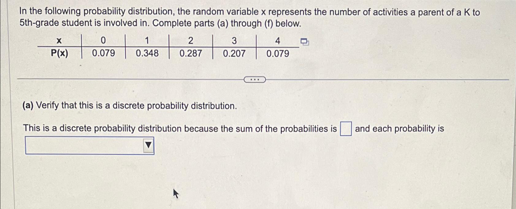 Solved In the following probability distribution, the random | Chegg.com