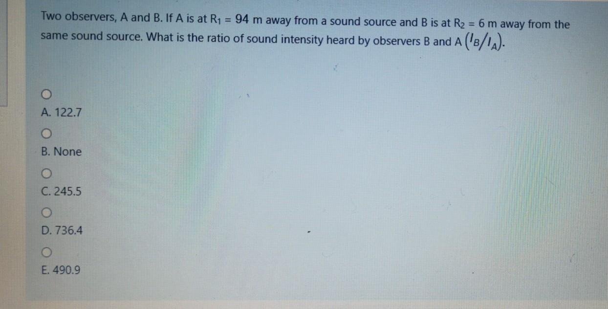 Solved Two observers, A and B. If A is at R1 = 94 m away | Chegg.com