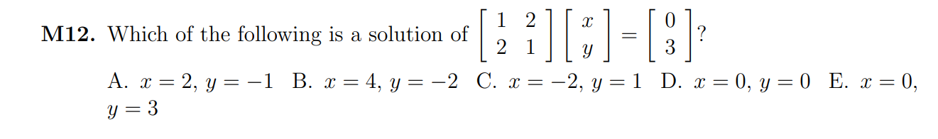 Solved M12. ﻿Which of the following is a solution of | Chegg.com