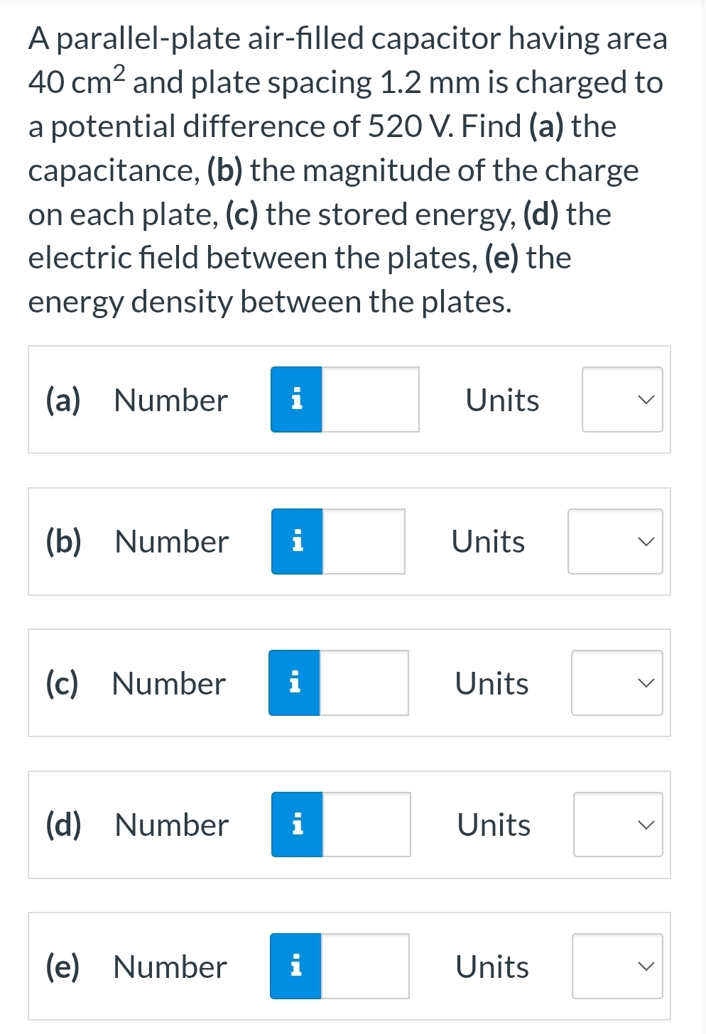 Solved A parallel-plate air-filled capacitor having area | Chegg.com