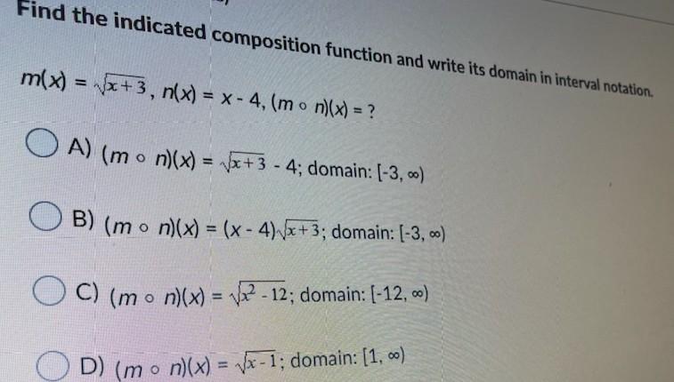 Solved Find the indicated composition function and write its | Chegg.com