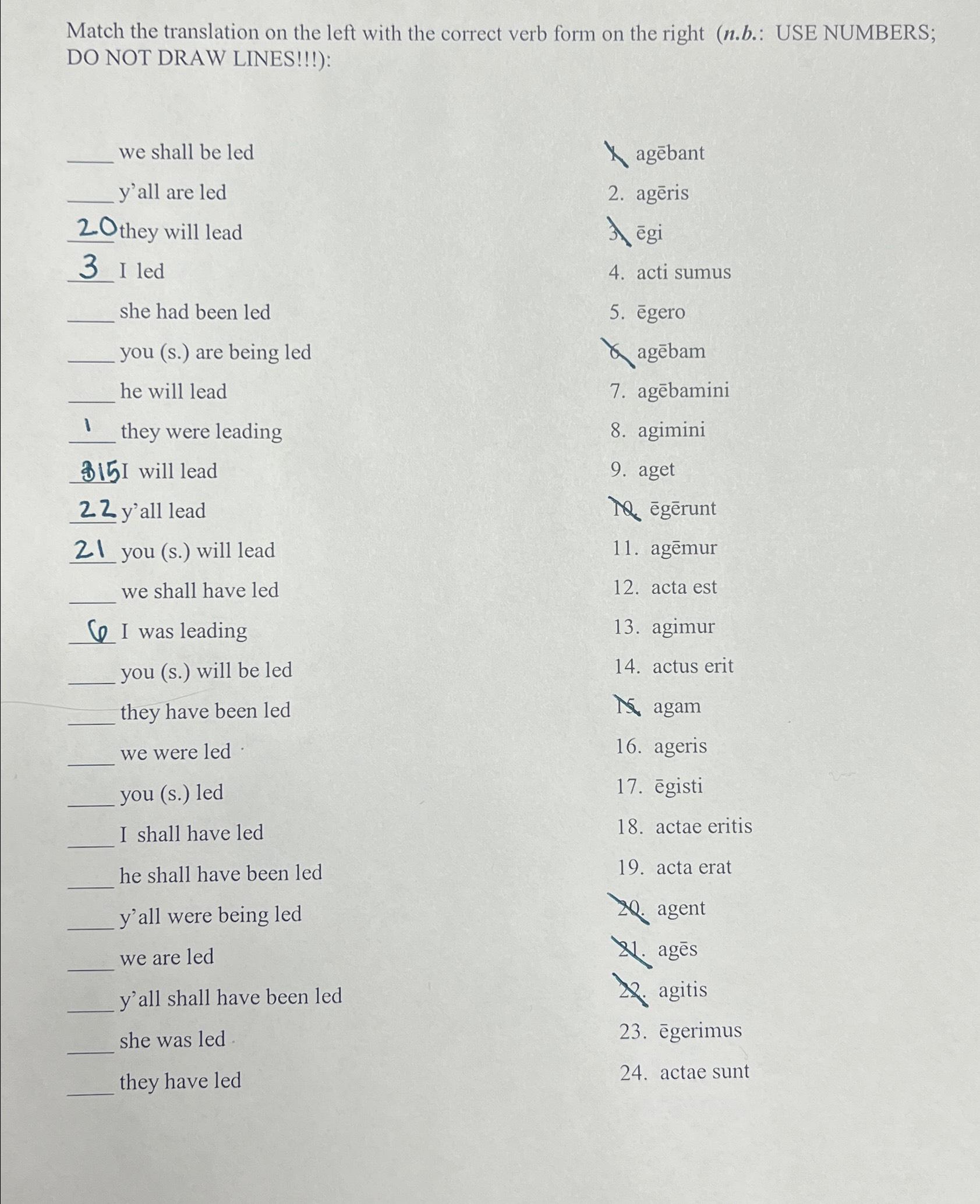 Match the translation on the left with the correct | Chegg.com