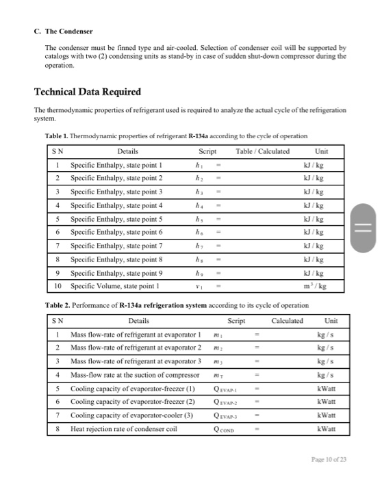 Filling Up the Values: The Refrigeration Plant The | Chegg.com