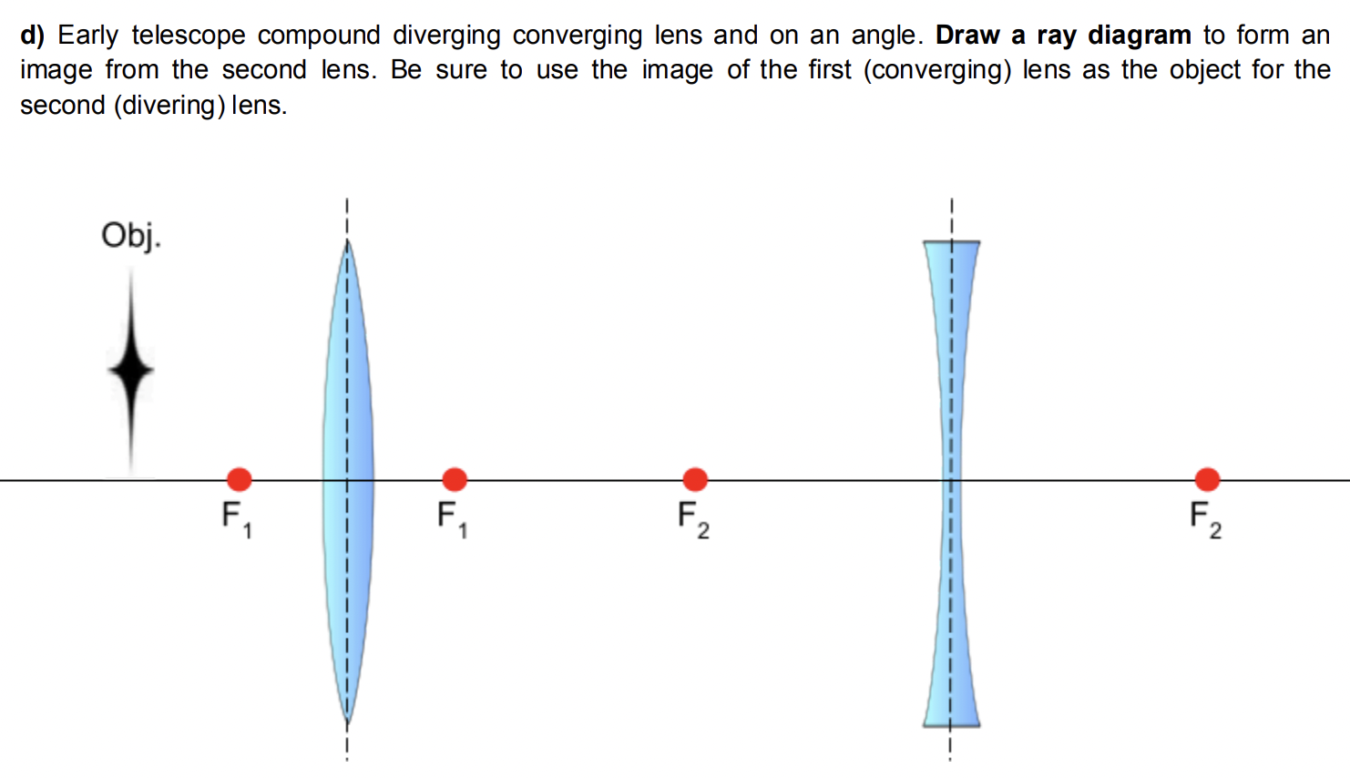 Solved d) ﻿Early telescope compound diverging converging | Chegg.com
