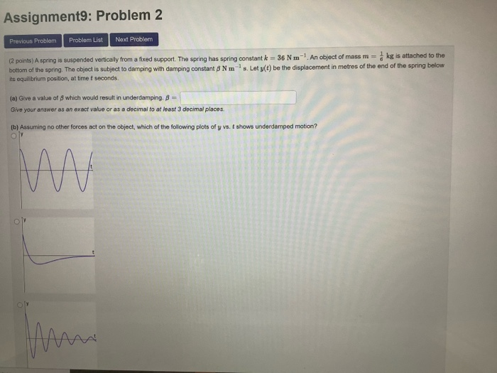 Solved Assignment9: Problem 2 Previous Problem Problom List | Chegg.com