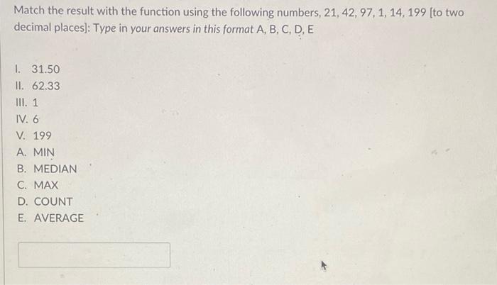 Solved Match the result with the function using the | Chegg.com