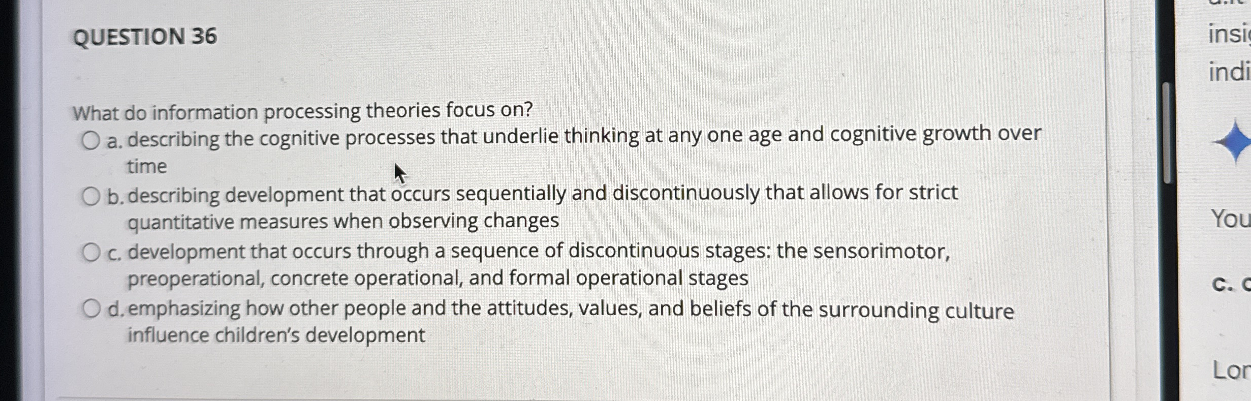 Solved QUESTION 36What do information processing theories | Chegg.com