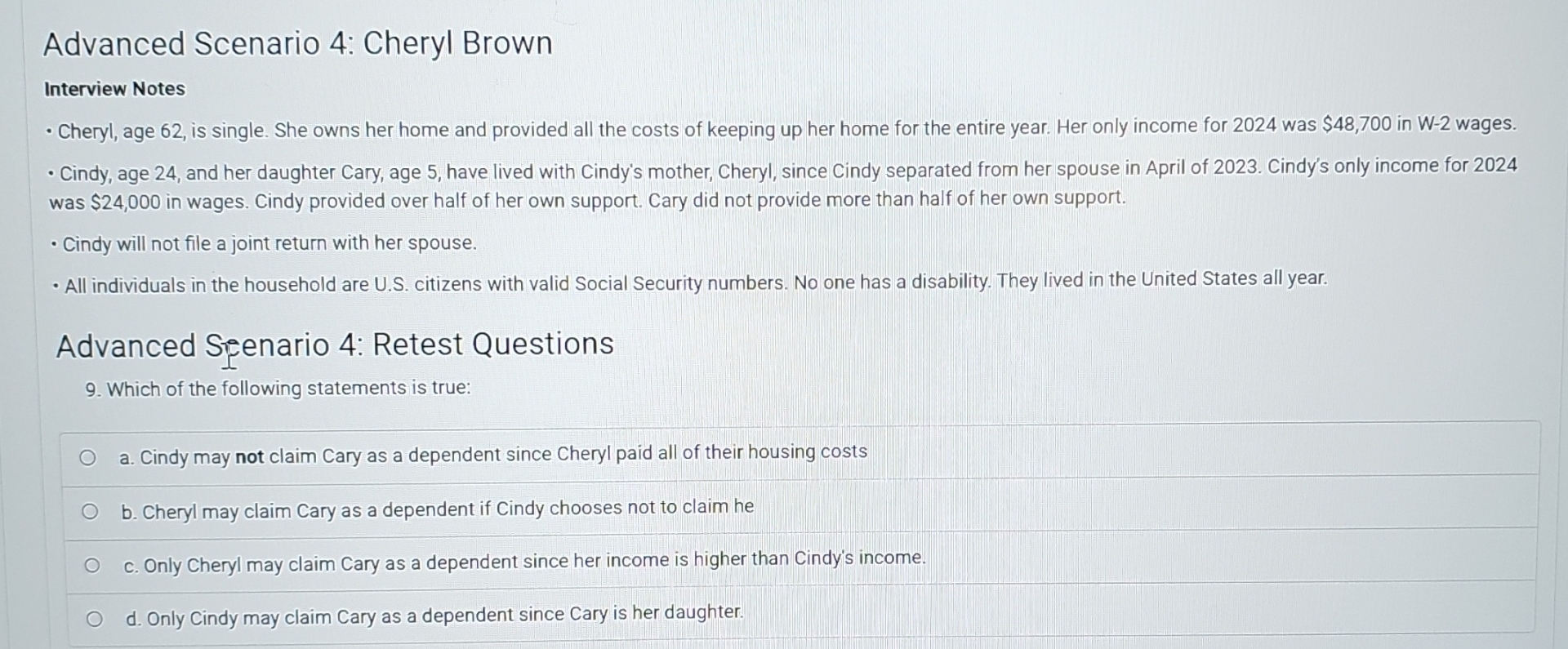 Solved Advanced Scenario 4: Cheryl BrownInterview | Chegg.com