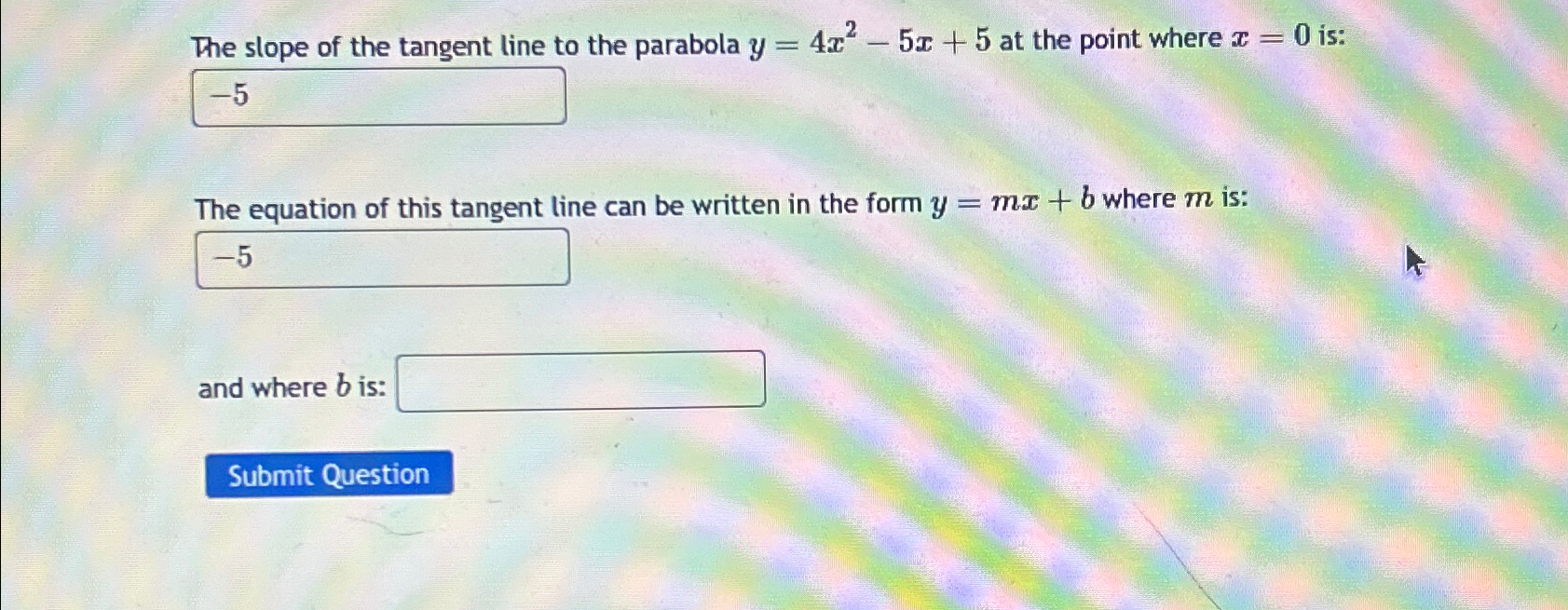 Solved The slope of the tangent line to the parabola | Chegg.com