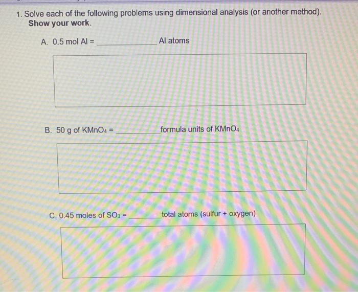 Solved 1. Solve each of the following problems using | Chegg.com