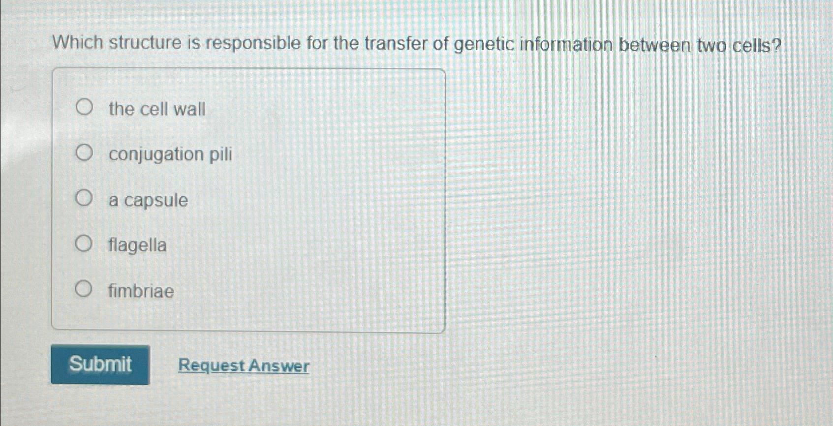 Solved Which structure is responsible for the transfer of | Chegg.com