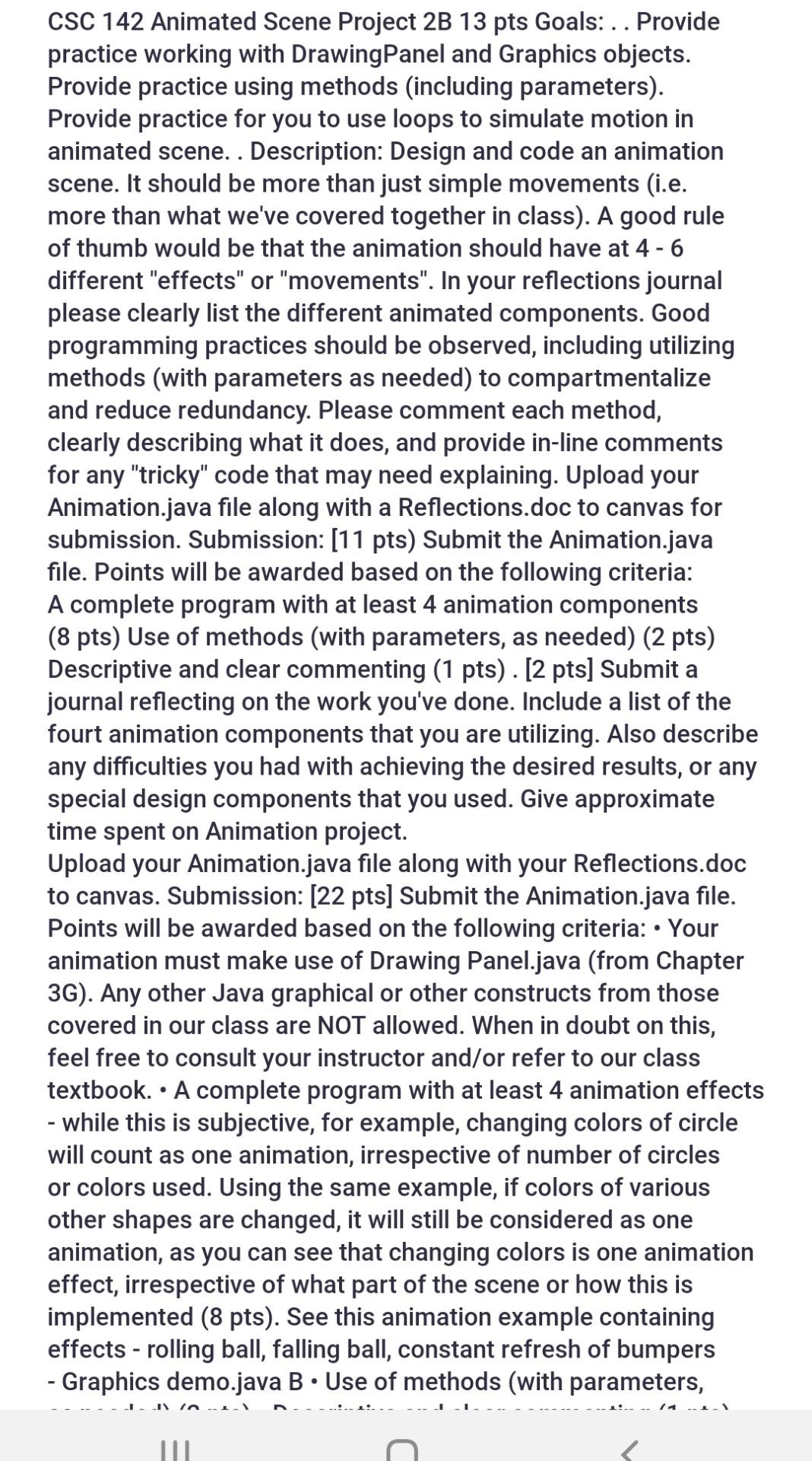 Solved CSC 142 Animated Scene Project 2B 13 pts Goals: . . | Chegg.com