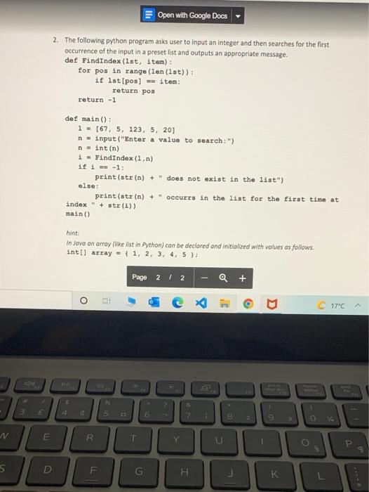 Solved EXERCISES Translate the following Python code into | Chegg.com