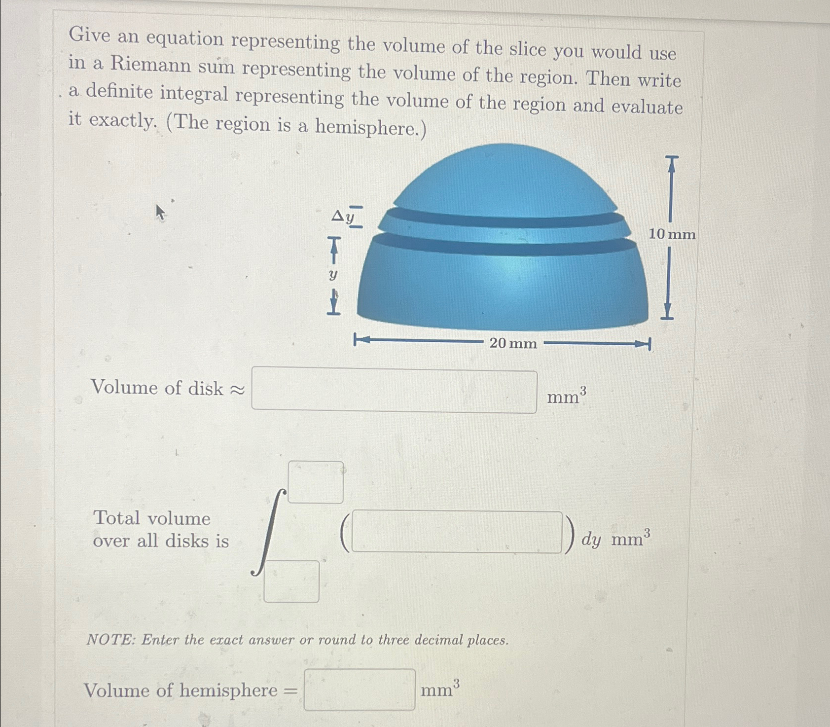 Solved Give an equation representing the volume of the slice | Chegg.com