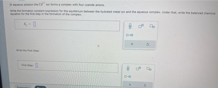 Solved In aqueous solution the Cd2+ lon forms a complex with | Chegg.com