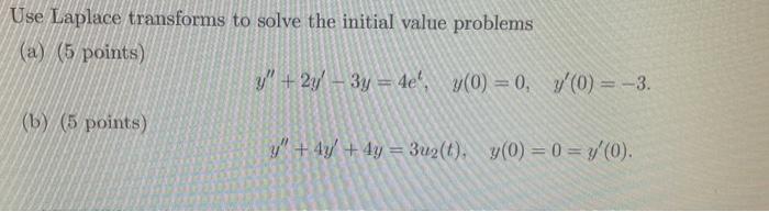 Solved Use Laplace transforms to solve the initial value | Chegg.com