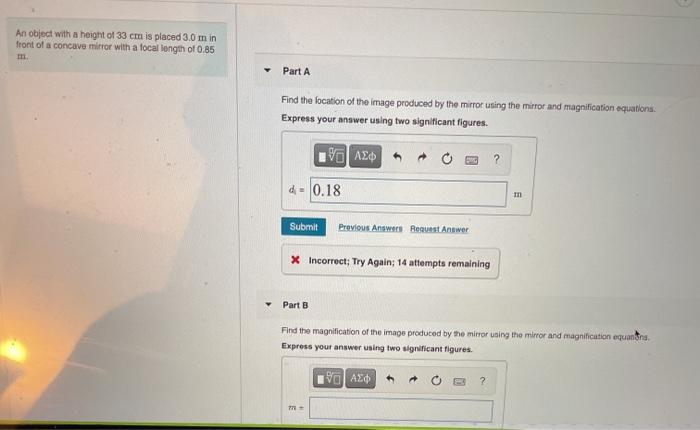 Solved An object with a height of 33 cm is placed 3.0 min | Chegg.com