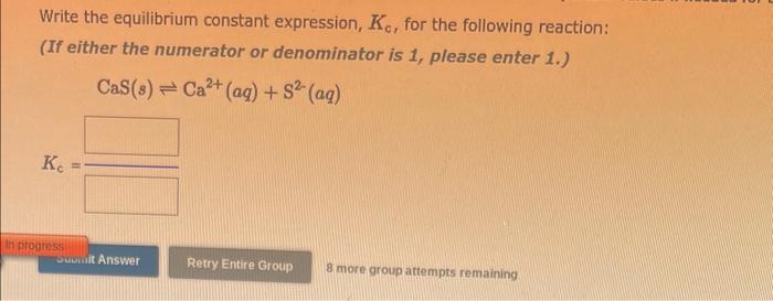 Solved Write the equilibrium constant expression, Kc, for | Chegg.com