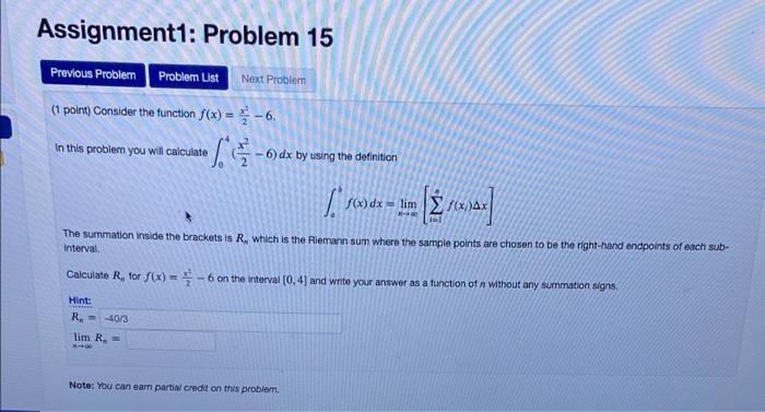 Solved Assignment1: Problem 15 Previous Problem Problem List | Chegg.com