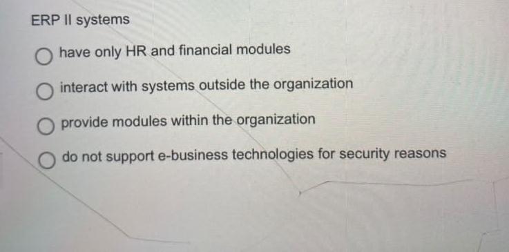 Solved ERP II systemshave only HR and financial | Chegg.com