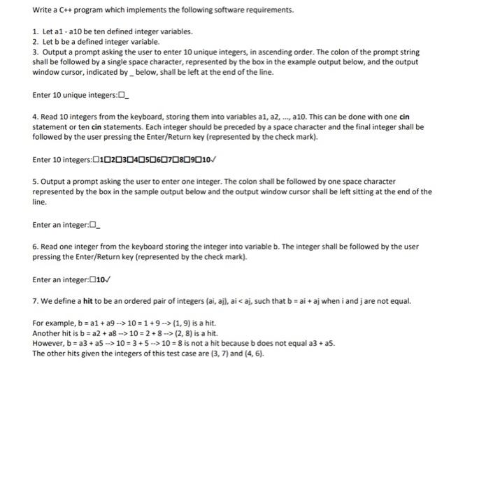 Solved Write a C++ program which implements the following | Chegg.com